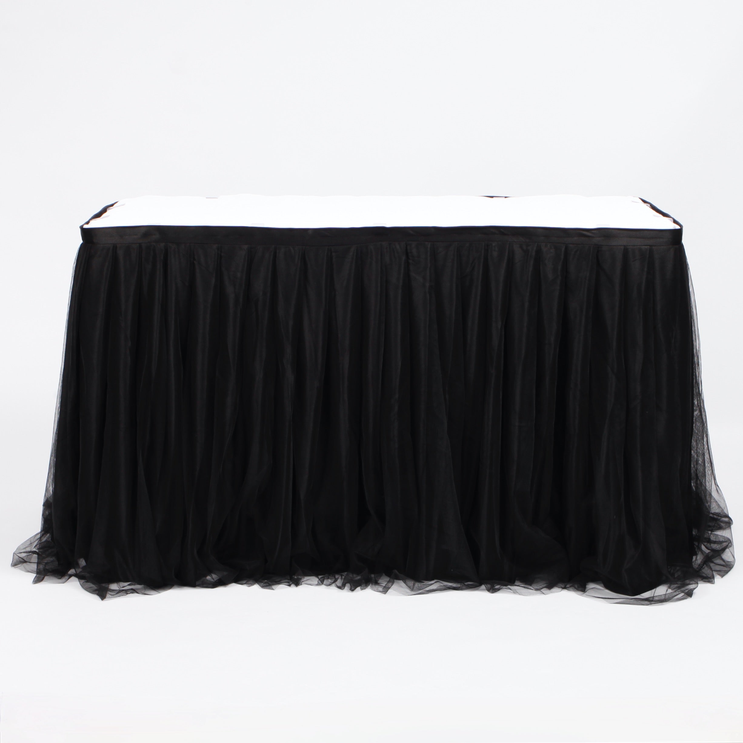 Shop Black Layered Table Skirting (5.2m) Tulle and Satin Fabric - Luna ...