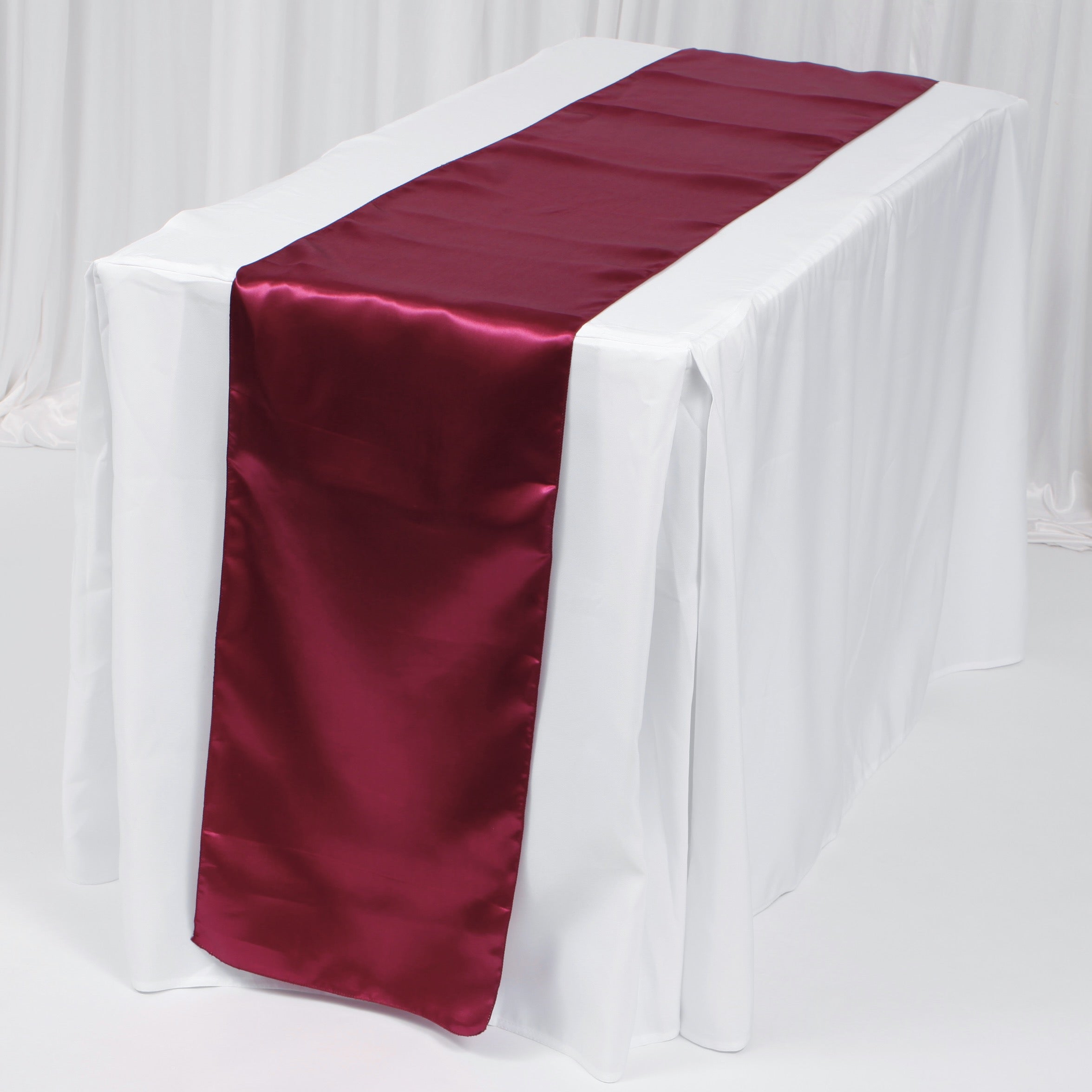 Shop Satin Table Runners (Burgundy) | Luna Wedding & Event Supplies