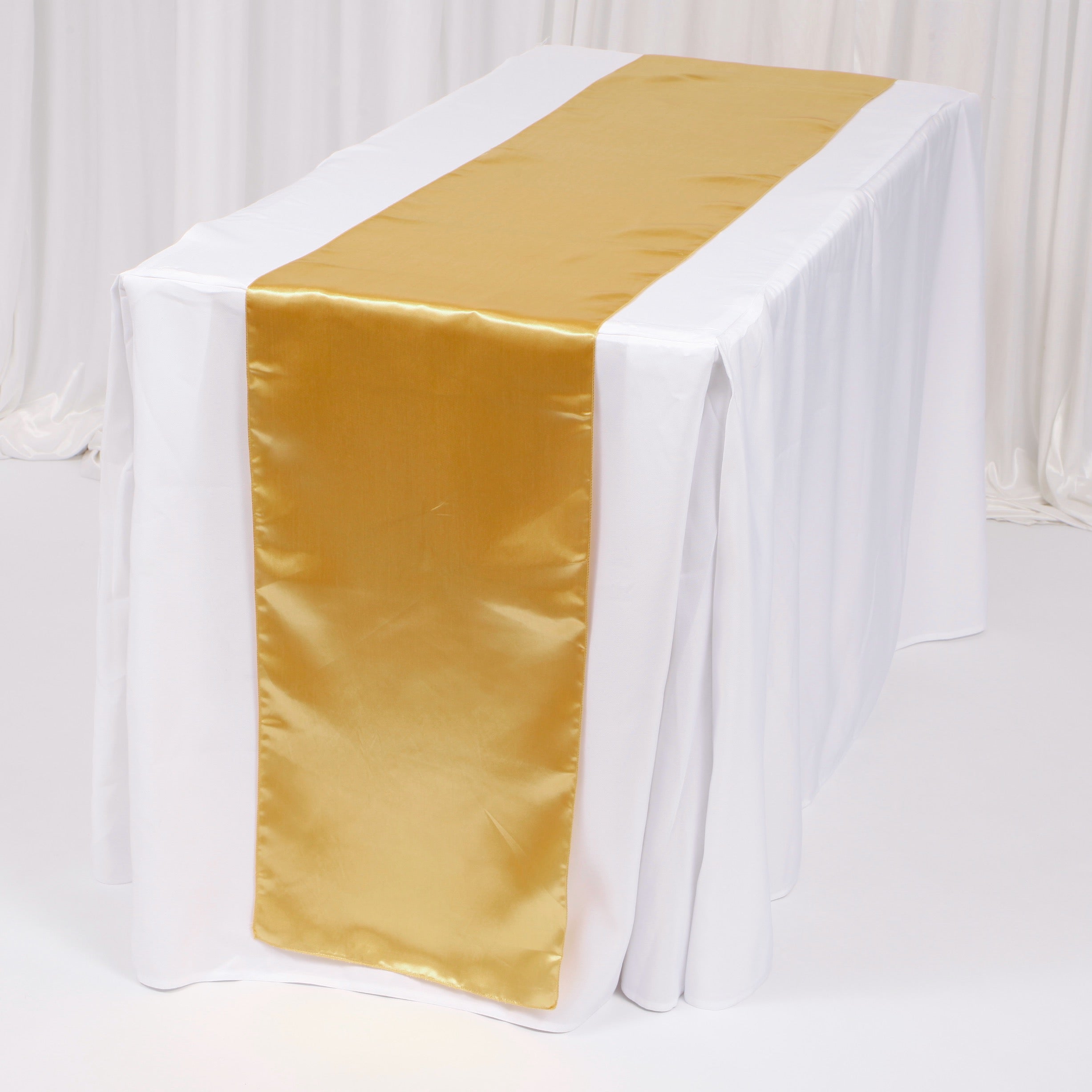 Shop Satin Table Runners (Gold) | Luna Wedding & Event Supplies