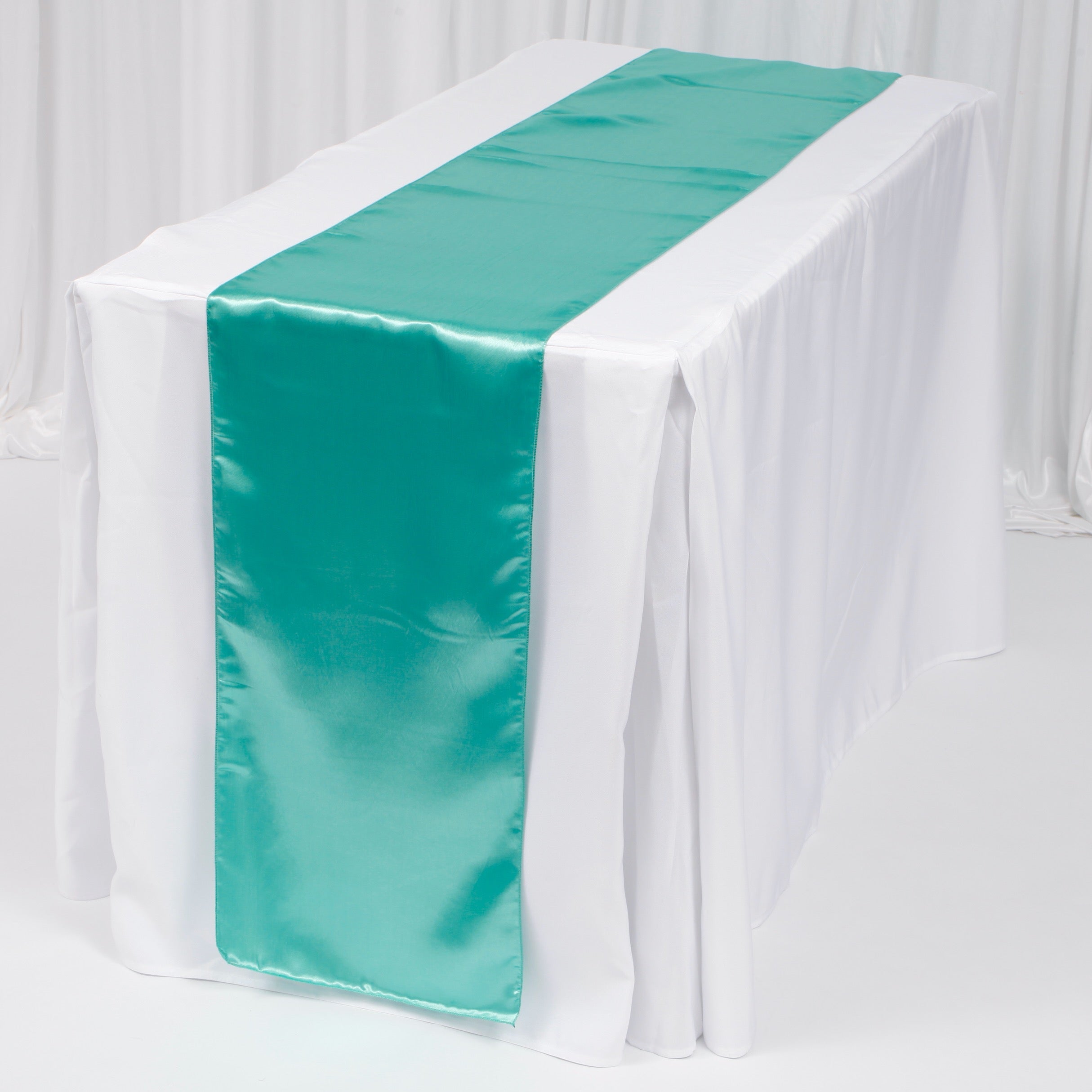 Shop Satin Table Runners (Turquoise) | Luna Wedding & Event Supplies