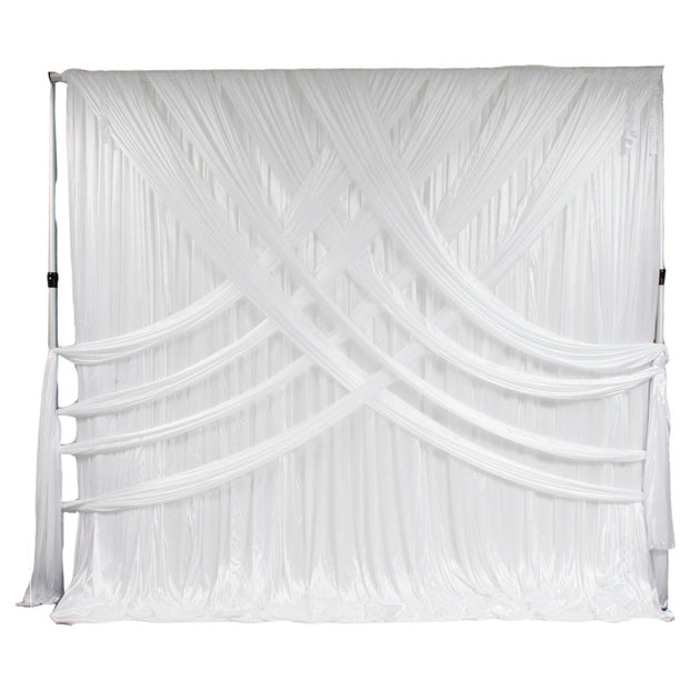 Shop White Satin Ice Silk Cross Drape Backdrops (3x3) | Luna Wedding ...