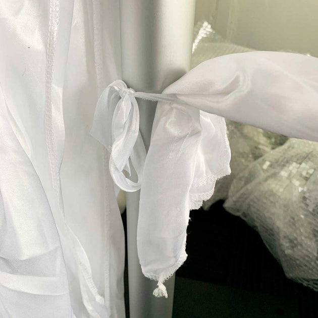 Shop White Satin Ice Silk Cross Drape Backdrops (3x3) | Luna Wedding ...