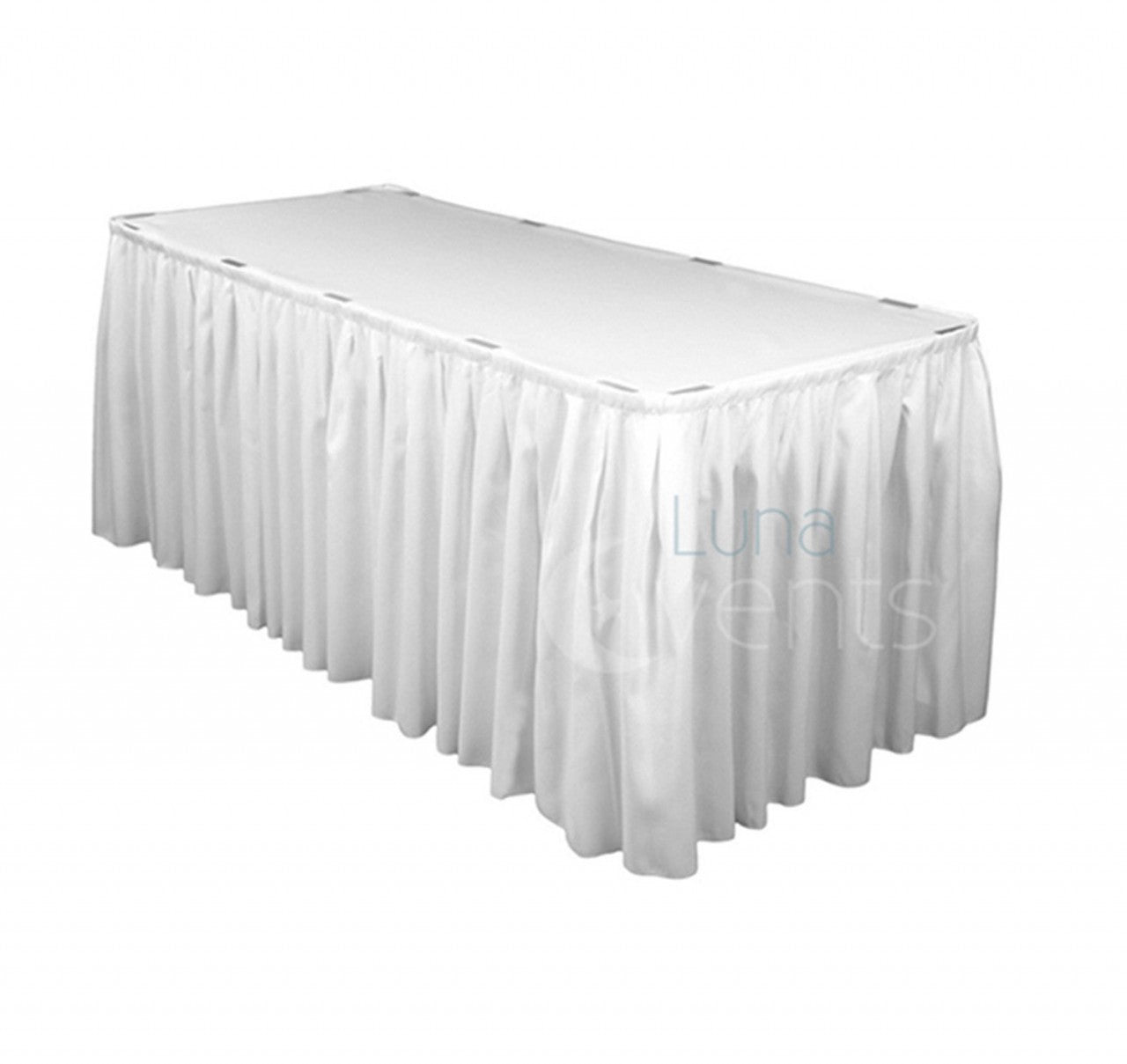 Shop White Table Skirting (6.4m) | Luna Wedding & Event Supplies
