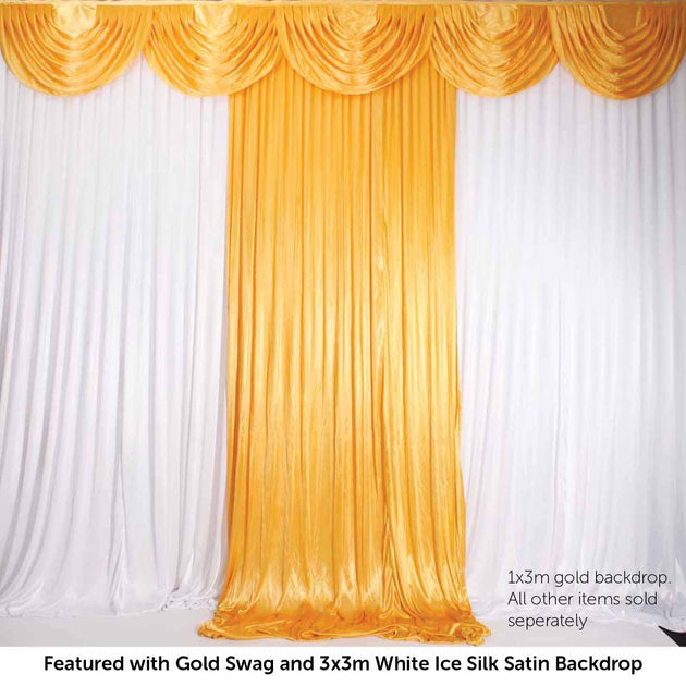 Shop Gold Ice Silk Satin Wedding Backdrop | Luna Wedding & Event Supplies